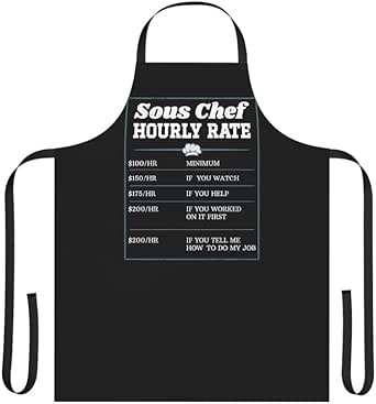 Amazon.com: Funny Sous Chef Hourly Rate Apron Culinary Arts Mom Dad ...