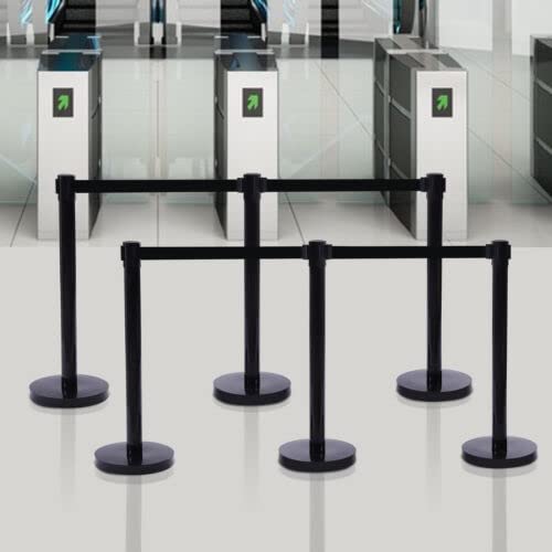 6pcs Crowd Control Barrier Queue Poles, Retractable Belt Safety Cones ...