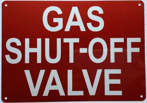Amazon.com: Shut Off Valve Sign (Red Reflective Aluminium Rust Free ...