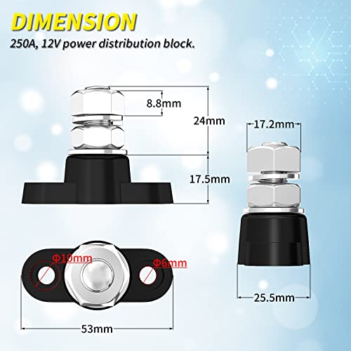 Snapklik.com : 3/8 12V Battery Junction Block, M10 Insulated Power And ...