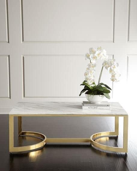 ARTILUXE Marvel Coffee Table in Gold Finish with Marble top. : Amazon ...
