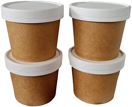 SHC Web 25 x 100ml Kraft Cardboard Pots with Lids - Eco Friendly ...