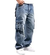 Nutriangee Men's Baggy Wide Leg Barrel Jeans Loose Fit Trendy Cutlass ...
