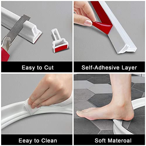 Snapklik.com : 78 Inch Collapsible Shower Threshold Water Dam,Bendable ...