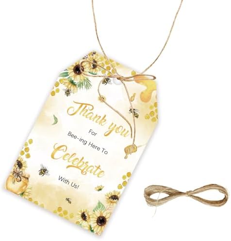 Amazon.com : 50pcs Bee Thank You Tags, Bee Gift Tag with String for ...