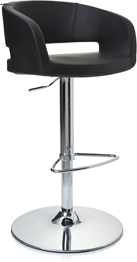 Naksh Seating Collection Bar Counter Stool Chrome Faux Leather Black : Amazon.in: Home & Kitchen