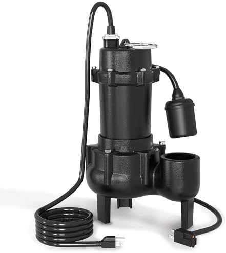 1HP Sewage/Effluent Pump Submersible, 115V 5600 GPH Cast Iron Pump with ...
