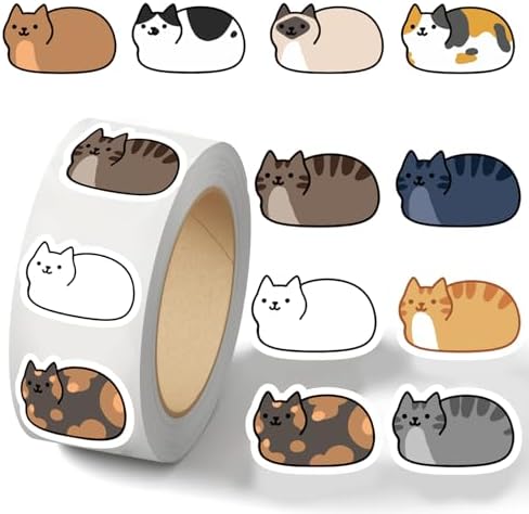 Amazon.com: DSjuedui Black Cat Sticker Rolls - 1000Pcs Funny Cartoon ...