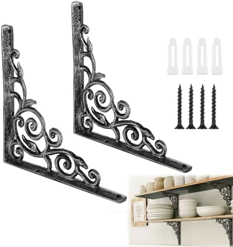 LOLYSIC 2 Pcs Scaffold Board Shelf Brackets, 21cm 8 Inch Cast Iron ...