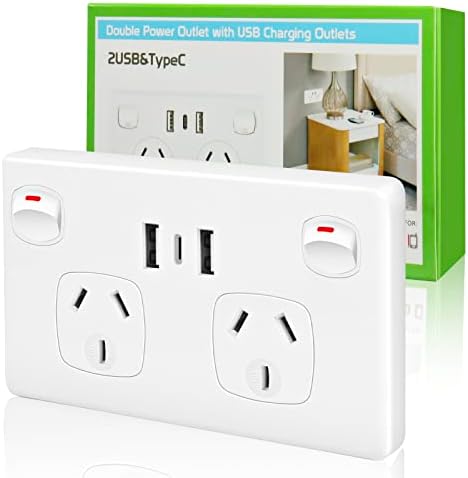 YUCHUANG 3-Port Type C USB Wall Outlet,Double Power Point GPO Outlet ...