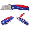 WORKPRO Blue Folding Utility Knife and Red Folding Utility Knife, 18 ...