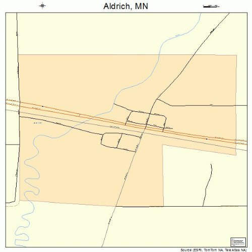 Large Street & Road Map of Aldrich, Minnesota MN - Printed poster size ...