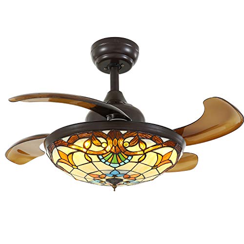 Moooni 36″ Mediterranean Style Ceiling Fans with Light and Remote ...