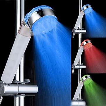 LED Adjustable 3 Mode Multi-color RGB Temperature Sensor Shower Head ...