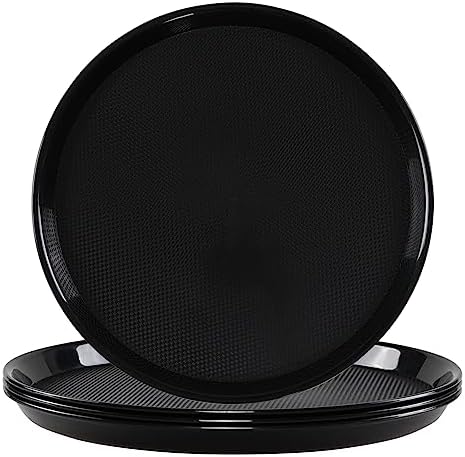 Minekkyes 4-Pack Plastic Round Restaurant Serving Trays, Round Non Slip ...
