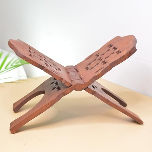 Shri Shri Handicraft Wooden Holy Book Stand Rehal for Pooja Reading ...
