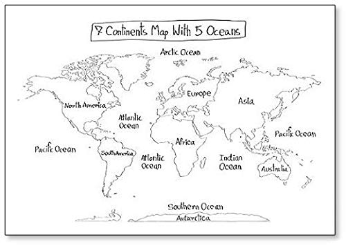 7 continents map with oceans