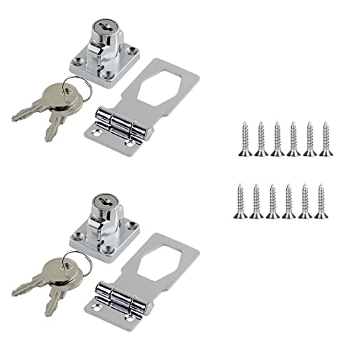 2 Sets Safety Metal Door Latch Locks Keyed Hasp Locks 90 Degrees Door ...