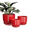 Amazon.com: Ton Sin Ceramic Plant Pots - 4/5/6 Inch Red Planters Set of ...