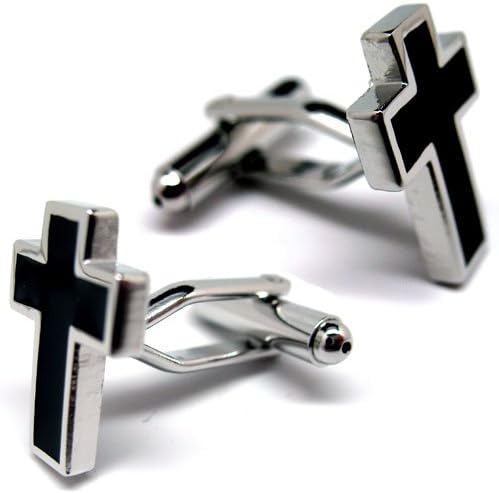 Amazon.com: Black Enamel Religious Cross Cufflinks Cuff Links: Clothing ...