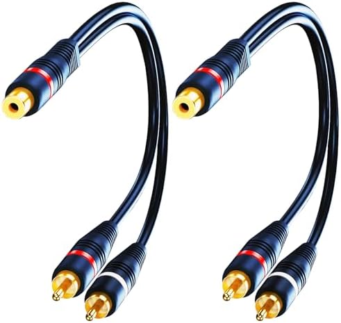 tunghey 2Pack RCA Splitter 2 Male 1 Female, RCA Y Splitter RCA Cable Audio Video Splitter ...