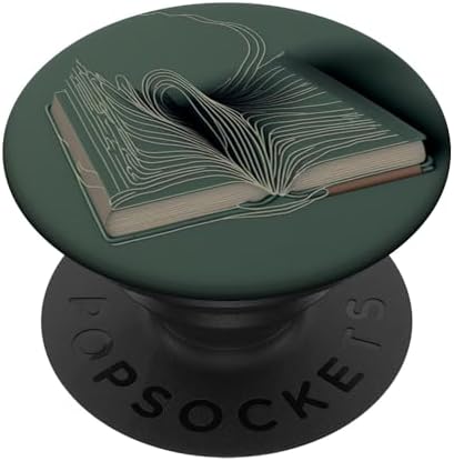 Amazon.com: Minimal Book Line Art for Bookworm on Sage Green PopSockets ...