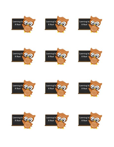 Amazon.com: Learning Is a Hoot Edible Image Cupcake Toppers For 2 ...