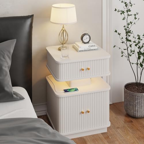 Amazon.com: Night Stand Farmhouse Nightstand with Drawers Wooden ...