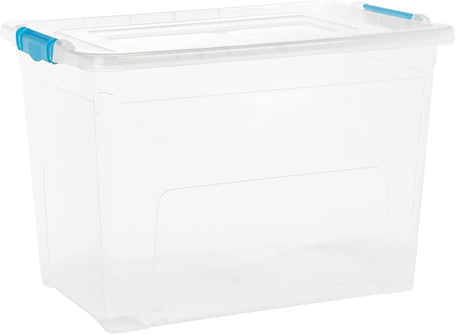 VTL® 1X80L PLASTIC STORAGE BOXES LITRE BOXES CLIP ON LIDS TRANSPARENT ...