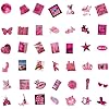 Amazon.com: 100 PCS Cartoon Hot Pink Stickers, Waterproof Vinyl for ...