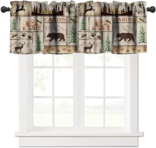 Amazon.com: JanJCurt Rustic Cabin Valance Curtain, Lake Country Lodge ...