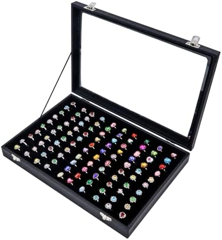 OSPNIEEK Ring Jewelry Organizer Box, 100 Slot Rings Display Storage ...