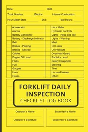 Forklift Daily Inspection Checklist Log Book: Safety and Maintenance ...