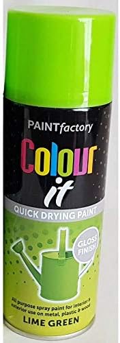Paint Factory Colour It Quick Drying Spray Paint 400ml Lime Green Gloss ...