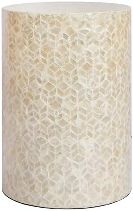 Amazon.com: PEMAR Capiz Shell Square Drum End Table Side Accent Table ...