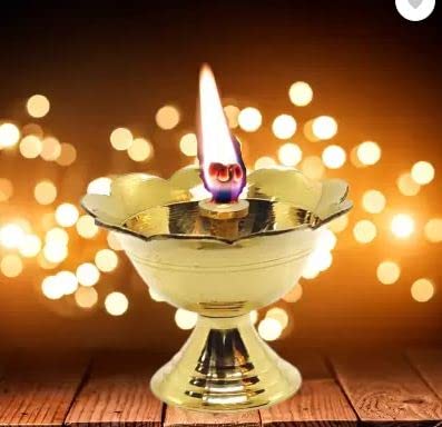 Buy Kd Retail Brass Akhand Jyoti Brass Flower Diya for Puja Home Medium ...