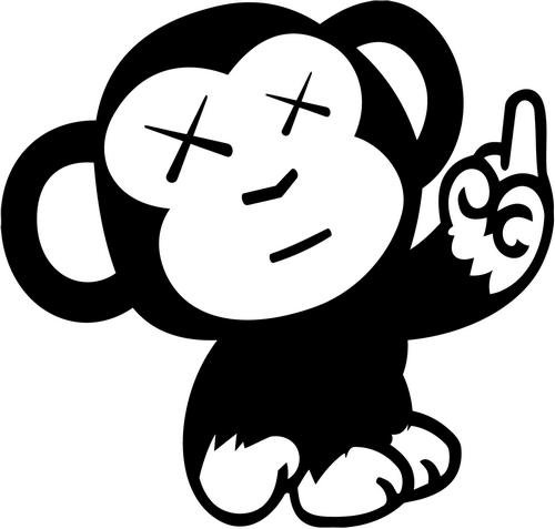 Buy Monkey Middle Finger JDM Vinyl Decal Sticker- 8" Wide Gloss Red ...