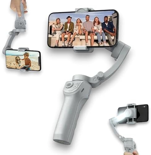 AOCHUAN Estabilizador gimbal de 3 eixos para smartphone com luz de ...