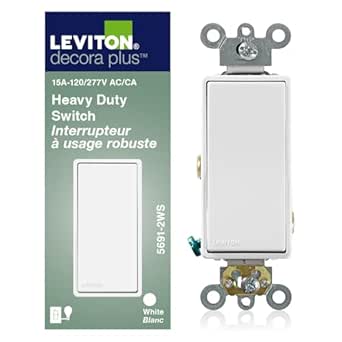 Leviton 5691-2W 15 Amp, 120/277 Volt, Decora Plus Rocker Single-Pole AC ...