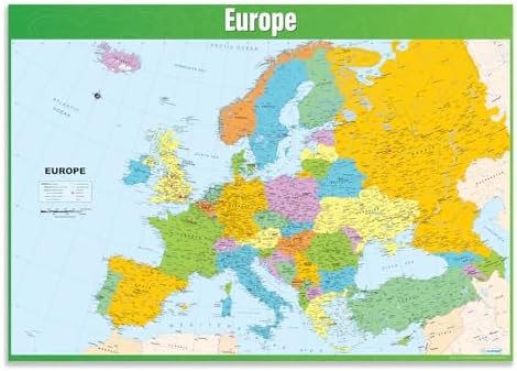 Stukk Map of Europe Wall Art Poster - A4 (210 x 297mm),white : Amazon ...