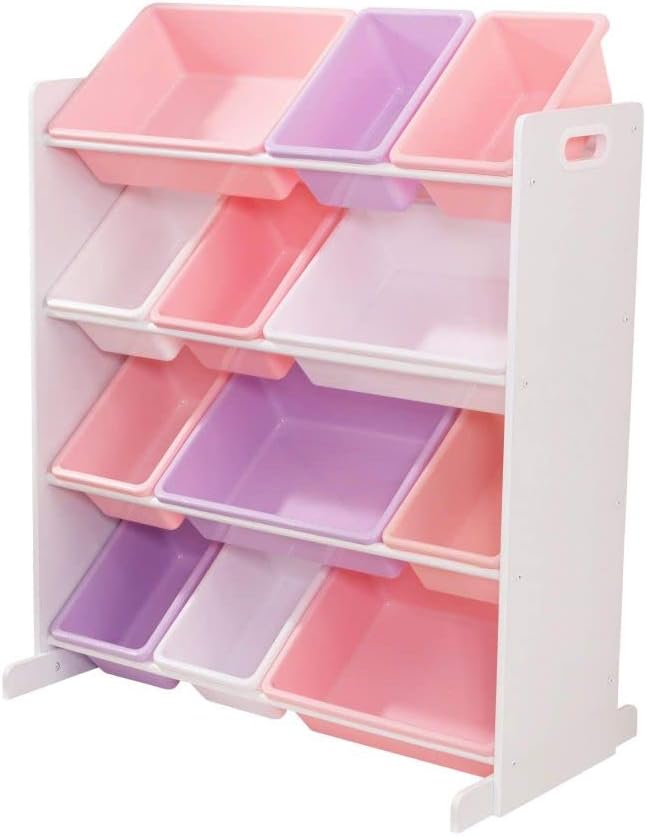 Amazon.com: KidKraft Wooden Sort It & Store It Bin Unit with 12 Plastic ...