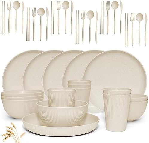 Amazon.com: 42-Piece Dinnerware Sets - Plates and Bowls Sets ...