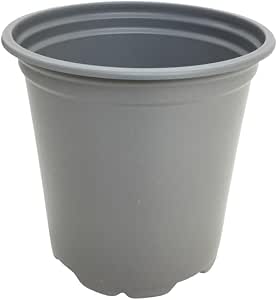 Oakland Gardens 9cm Plant Pots Grey Plastic Tall Deep Full Size Flower ...