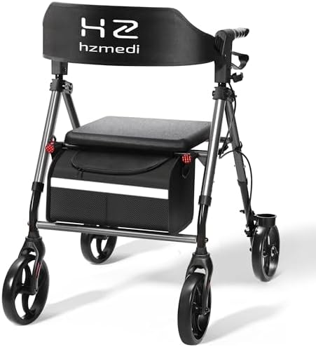 Amazon.com: Walkers for Seniors with Seat, 8" Big Wheels Folding Adult ...