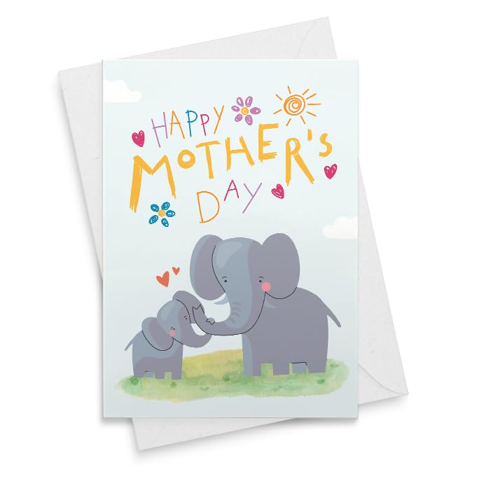 Amazon.com: Happy Mother's Day Mom And Baby Elephant Mother's Day Card ...