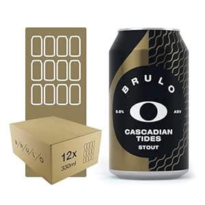 Amazon.com : BRULO - Cascadian Tides Stout, Non-Alcoholic, Alcohol-Free Beer, Low Calorie, Vegan ...
