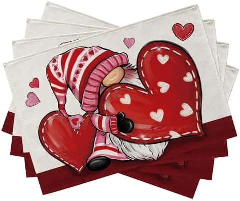 Amazon.com: Seliem Valentine's Day Gnome Placemats Set of 4, Red Love ...