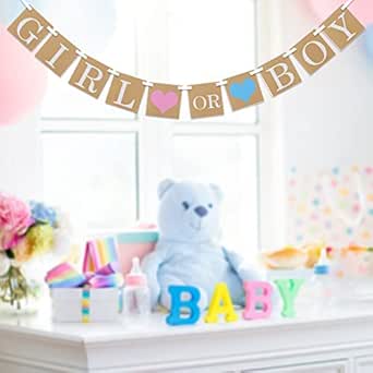Gender Reveal Banderole Guirlande Boy or Girl Bannière Décorations de Douche de Bébé Fille ou ...