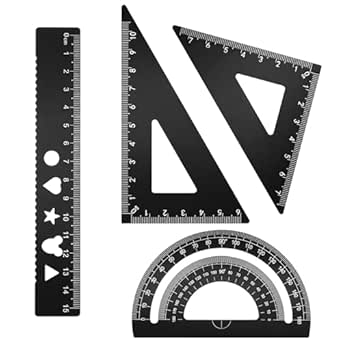 KALIONE 4 Pcs Metal Triangle Scale Ruler Protractor Set, Aluminum Alloy ...