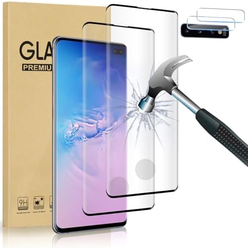 Amazon.com: Audins 2+2 Pack Galaxy S10 Plus Screen Protector, 9H ...